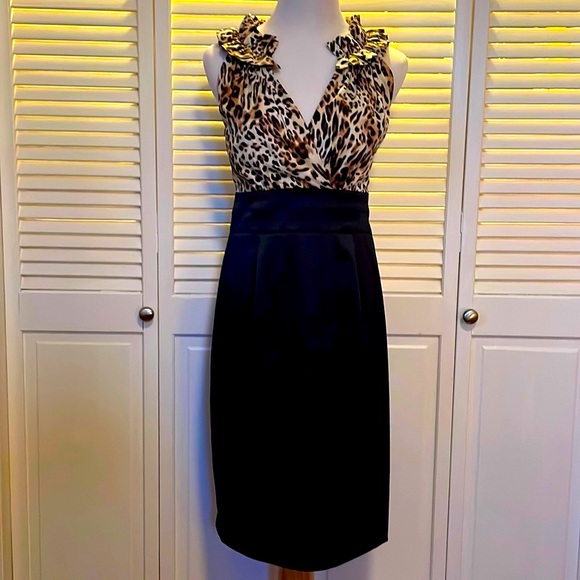 Donna Ricco | Dresses | Leopard Print Mini Dress Halter Top Body Con Cocktail By Donna Rico ...